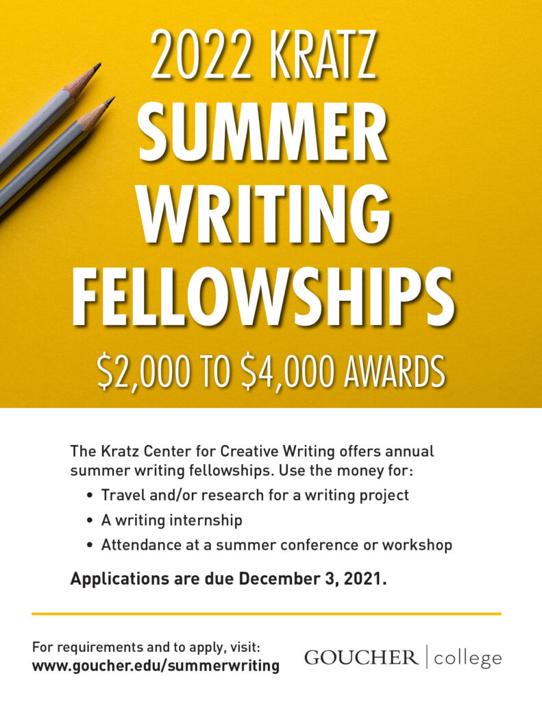 2022 Kratz Summer Writing Fellowships – Kratz Center for Creative Writing
